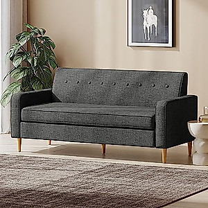 Christopher Knight Home Sawyer Mid-Century Modern Fabric 3-Seater Sofa, Grey / Natural