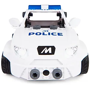 Meccano Junior, RC Police Car with Working Trunk and Real Tools, Toy Model Building Kit, STEM Toys for Kids Ages 5 and up