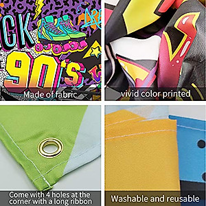 90s Theme Backdrop Hip Hop Graffiti Back to 90's Party Banner Background 71x43.3 Inch Fabric Wall Table Decorations Photo Booth Props