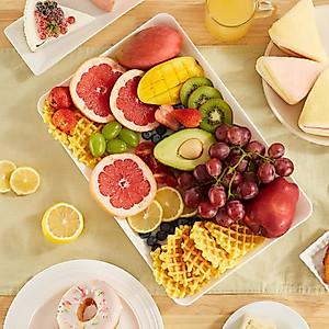 Lifewit Serving Tray Plastic for Party, 15" x 10" Platters for Serving Food, White Food Tray for Snacks, Food, Cookies, Set of 3, BPA Free