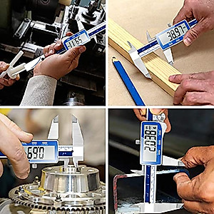Caliper Measuring Tool, Qfun 6 Inch Electronic Digital Caliper with Stainless Steel and Extra-Large Display, IP54 Waterproof Vernier Calipers for Engineer Carpenter