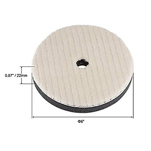 uxcell 6" Wool Felt Sponge Polishing Pad Hook and Loop Buffing Wheel with Hole Coarse Polishing for Orbital Polisher Buffer 2 Pcs