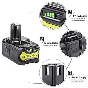 [2 Pack] 18V 6000mAh 18V RB18L50 Replacement Battery for P102 Ryobi Lithium Ion P103, P104, P105, P107, P108, P109 P122 Cordless Power Tools