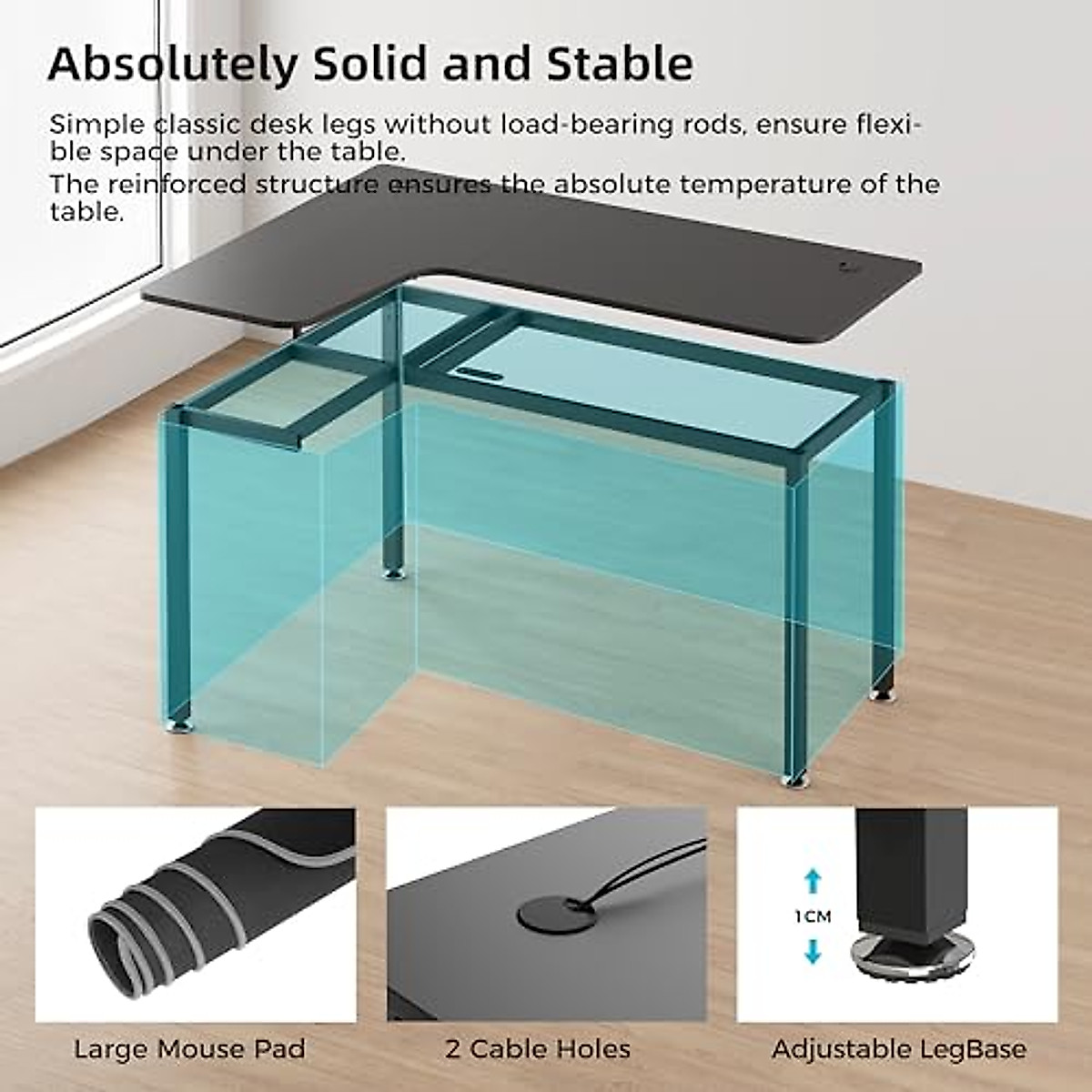 EUREKA ERGONOMIC 60 Inch Black Corner L Shaped Computer Desk, Home Office Gaming Study Work Writing Table Long Large Sturdy Workstation Simple Modern with Metal Legs, Left Side