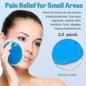 Tutmyrea Ice Packs for Injuries Reusable, 12 Pack Soft Small Ice Packs for Kids, Cold Compress for Pain Relief, Gel Ice Packs for Eyes, Wisdom Teeth, Face, Breast, Allergies, Small Wounds