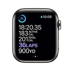 Apple Watch Series 6 (GPS + Cellular, 44mm) - Graphite Stainless Steel Case with Black Sport Band