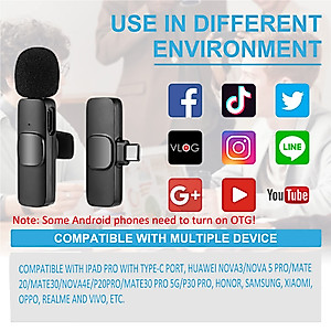 Wireless Lavalier Microphone for Phone(USB-C), Dual Wireless Microphone for Video Recording, Live Stream, Vlog, YouTube, TikTok, Facebook, Zoom - Noise Reduction & Plug-Play(No Need App/Bluetooth)