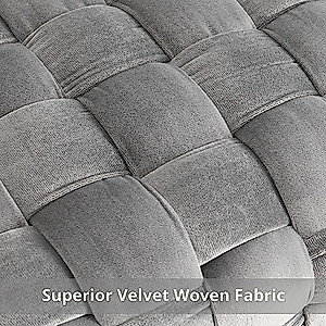 LUE BONA Vanity Stool Footrest, Light Grey, Leather