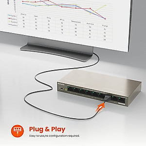 Tenda TEG1109P, 8 Port Gigabit PoE Switch Compatible with IEEE 802.3af/at Devices, Unmanaged PoE Switch with 8 Port PoE+@102W, w/ 1 Uplink Gigabit Port, Metal Design, Limited Lifetime Protection