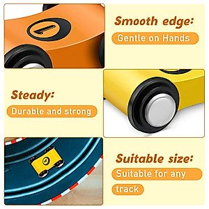 Sotiff 8 Pieces Wooden Mini Car Wood Race Car Track Ramp Replacement Toy Vehicle Play Sets for Toddlers Party Gift