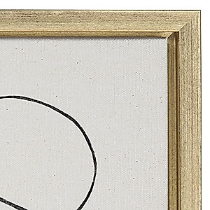 Kate and Laurel Sylvie Dancing Circles Framed Linen Textured Canvas Wall Art by Teju Reval of SnazzyHues, 18x40 Gold, Neutral Abstract Wall Decor