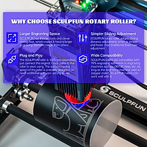 SCULPFUN Laser Rotary Roller, Laser Engraver Y-axis Rotary Roller Engraving Module 360° Rotating for Engraving Different Size Cylindrical Objects Cans, Compatible with Most Engraving Machines