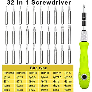 32 In 1 Small Screwdriver Set, Mini Magnetic Screwdriver Set – Contains 30 Bits Precision Repair Tool Kit, Torx Screwdriver Tool Sets for Eyeglass, Watch, Phones, Laptop, Computers, Toys