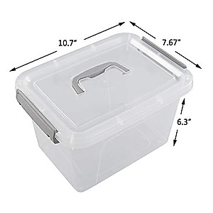 Leendines 5 Quart Storage Box with Lid, 6 Packs Small Plastic Box Tote Bin