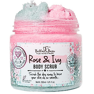 Bella & Bear Rose & Ivy Body Scrub - Vegan & Cruelty-Free Oil-Free Exfoliator | Polish Your Skin to Perfection | 6.7oz of Floral Bliss for All Women