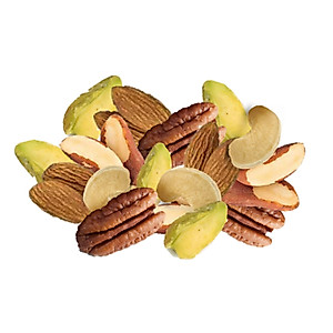 Dry Roasted Deluxe Mixed Nuts with Himalayan Salt (1 Lb.) - A Super Tasty Mix of Almonds, Brazil Nuts, Cashews, Pecans & Pistachios - Farm Fresh Nuts Brand