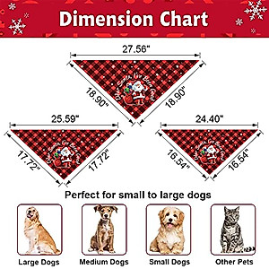 2 Pack Christmas Dog Bandanas, Classic Buffalo Plaid Pets Scarf Triangle Bibs Kerchief with Santa Pattern, Dog Christmas Costume Accessories for Small Medium Large Dogs (27.56" *18.9" *18.9")