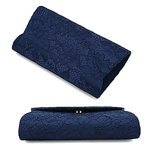 CHARMING TAILOR Classic Lace Clutch Purse Lady Formal Dressy Handbag Evening Bag for Prom/Wedding (Navy)