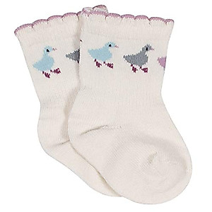 Grow by Gerber Baby Girl's 6-Pack Wiggle Proof Socks Sockshosiery, Pink/Ivory/Grey, 12 Months