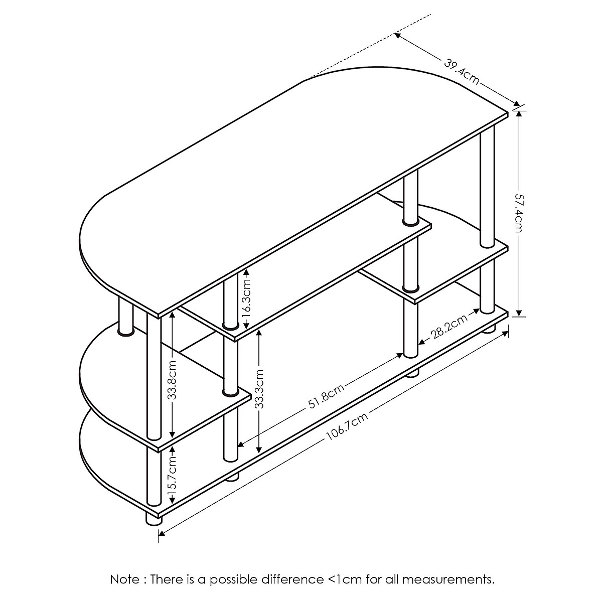 Furinno JAYA Simple Design Corner TV Stand with End Table and Bin Drawer