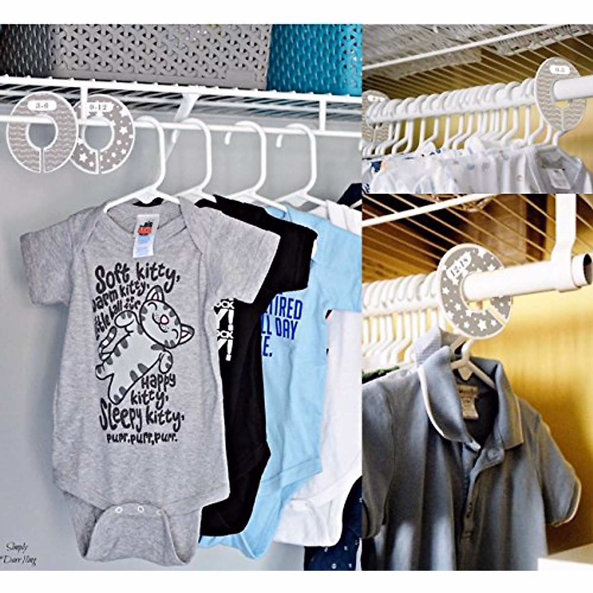 Lemonfilter Toddler Hangers with Baby Closet Dividers, 36 Pack Baby Hangers for Nursery Infant Clothes, Ultra Thin Space Saving White Hangers with 8 Wardrobe Hanger Dividers from Newborn to Toddlers