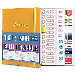 12 Months Undated Planner Daily Weekly And Monthly Hourly Scheduling to Hit Your Goals,8.3 x 5.8" Faux Leather Hardcover, Start Any Time (orange)