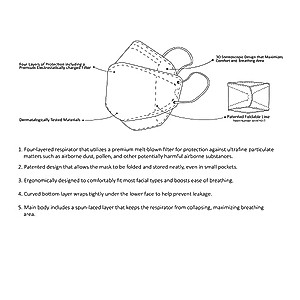 C&G Korea Masks [5 Pc] Disposable Black KF94 Certified C&G Korea Face Masks, 5 Count (Pack of 1)