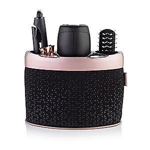 Minky Homecare Neoprene Styling Dock, Curling Iron and Hair Dryer Holder - Hair Tool Organizer Storage for Bathroom Countertop, Dresser - Rose Gold/Black