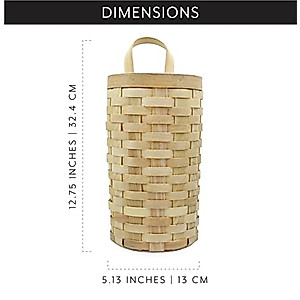 AuldHome Wicker Grocery Bag Holder (Natural); Wall-Mounted Rustic Farmhouse Plastic Bag Dispenser for Kitchen or Laundry Room