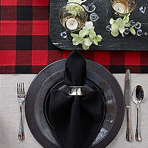 DII Buffalo Check Collection, Classic Farmhouse Table Runner, 14x108, Red & Black
