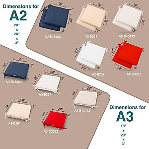 TPAC DESIGNS Outdoor Seat Cushion (Set of 2) - Sunbrella Seat Cushion for Patio, Indoor, Outdoor, Chair, Lounge, Dining & Bistro - Weather Resistant Replacement Cushion Seat Pads