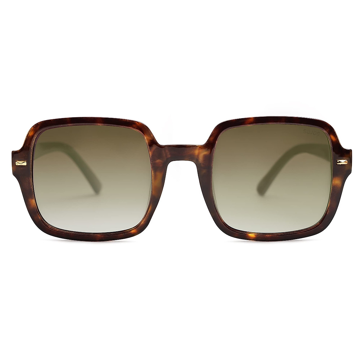 SOJOS Retro Square Polarized Sunglasses for Women Men Classic Trendy Sunnies SJ2226, Brown Tortoise/Brown