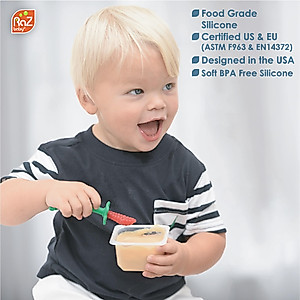 RaZbaby RaZberry Infant Training Spoon, 6m+ (Red & Blue, 2 Count (Pack of 1))
