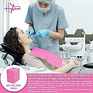 Dental Bib(125 Pack) – Pink Dental Bibs Disposable – Multipurpose & Waterproof Tattoo Bibs – Soft & Flexible Pink Bibs for Dental Tray Covers – 3-Layer Protection Nail Napkins for Acrylic (Pink)