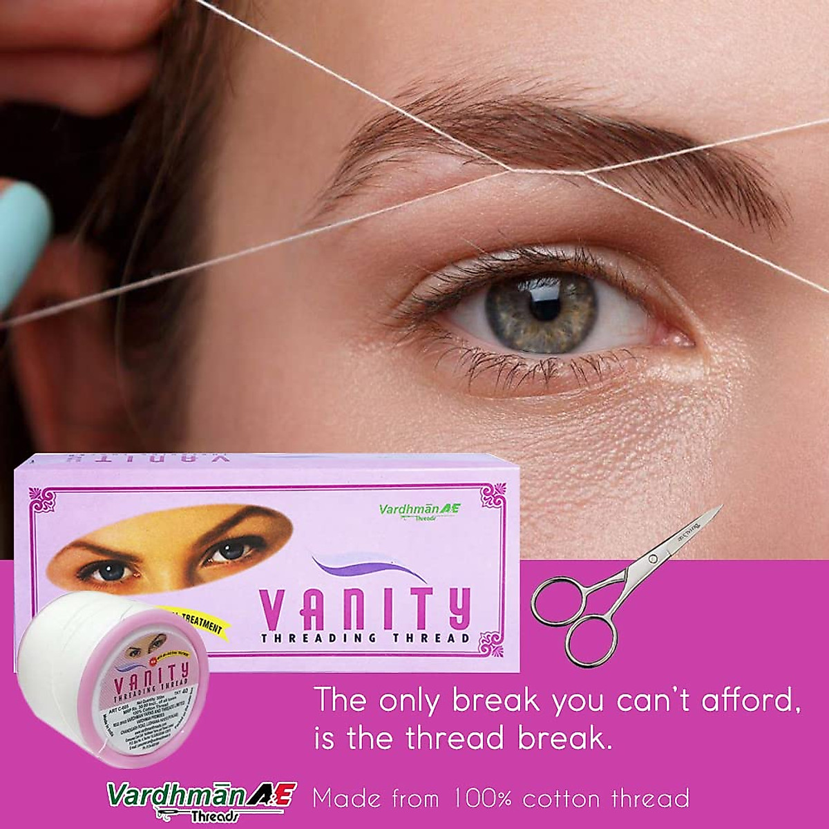 Vanity Threading Thread Pack of 5 (5 x 10 spools) with Behal International Scissor