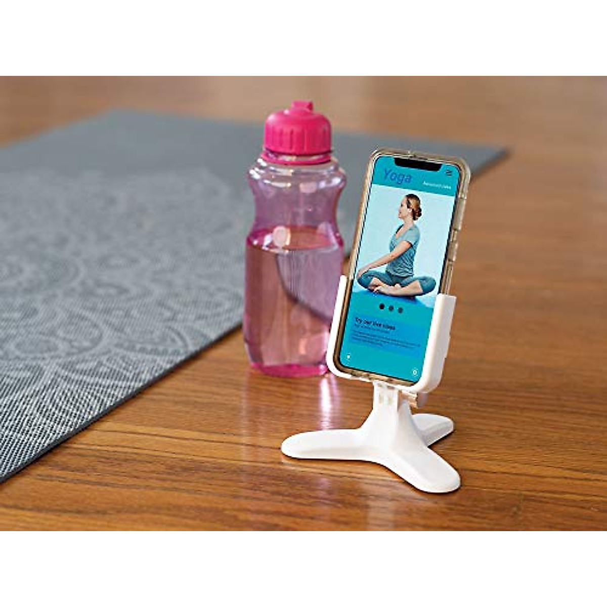 WeatherTech DeskFone XL in White Universal Desktop Cell Phone Holder - White Plastic Knobs