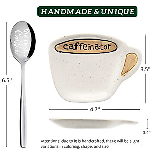 Coffee Bar Accessories - Coffee Spoon Rest with Engraved Coffee Spoon, Coffee Bar Decor for Home Office Coffee Station, Cute Coffee Spoon Holder, Unique Valentines Day Gifts for Coffee Lovers