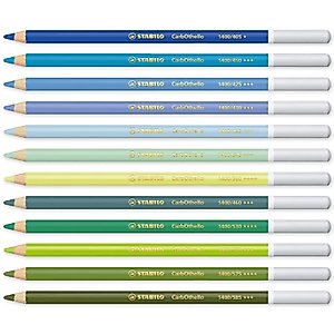 STABILO Chalk-Pastel Pencil CarbOthello - Pack of 12 - Blue Green Tones