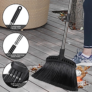 Nolopau Outdoor/Indoor Broom for Floor Cleaning,55.9 Inches Heavy-Duty Brooms,Commercial Angle Broom with Long Handle for Indoor Kitchen Office Lobby Sweeping