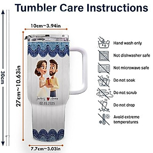 Custom 40oz Tumbler with Handle – wedding kiss-Personalized Couple Gift for Anniversary Wedding Gift, Birthday, Mother's Day, Valentine’s Day v2es8D