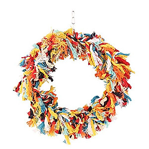 Balacoo Bird Swings Cotton Rope Hanging Perch Wreath Parrot Bite Toy Bird Beak Grinder Stand Ring Xmas Tree Ornament for Parakeets Cockatiels Macaws Finches