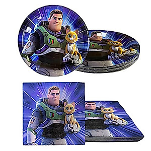 41pcs Buzz Lightyear Party Supplies, 20Plate,20Napkin and Tablecloth , Buzz Lightyear Birthday Party Decoration Supplies