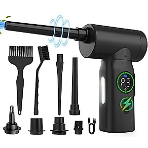 Compressed Air Duster, 110000 RPM Keyboard Cleaner for Office, 3 Adjustable Speed Electric Air Duster, Good Replacement for Compressed Air Can, 7500 mAh Rechargeable Electric Duster for Deep Cleaning