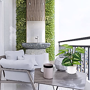 CEWOR Artificial Plants Indoor,2 Pack,11.8 Inch, Fake Plants in Ceramic Pot,Faux Green Leaf Plant with Modern White Planter,Desk Shelf Office Room Home Decoration Indoor