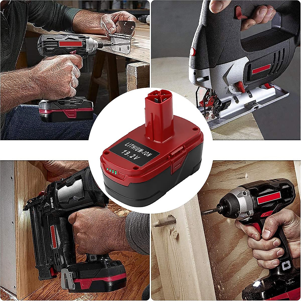 19.2Volt 6.5Ah Battery + Charger for Craftsman 19.2Volt C3 XCP Battery, Craftsman 19.2V Battery Charger for 130279005 1323903 130211004 for Craftsman 19.2Volt Battery