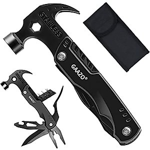 Multitool Camping Accessories, Stocking Stuffers for Men and Women, 12 in 1 Claw Hammer with Pliers Knife Saw, Screwdrivers Bottle Opener, Survival Gear for Camping Hiking Outdoor activities
