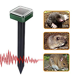 TM Marketplace Solar Sonic Mole Repellent 4 Pack Gopher Repellent Groundhog Detergent Protect Outdoor Lawn and Garden
