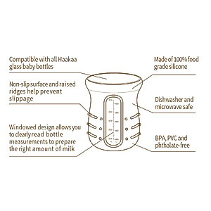 haakaa Glass Baby Bottle Sleeve - Non Slip Silicone Bottle Cover for Wide Neck Glass Baby Bottle 6oz -1pk