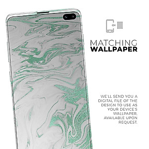 DesignSkinz Mint Marble & Digital Gold Foil V8 Protective Vinyl Decal Wrap Skin Cover Compatible with The Samsung Galaxy S20 (Screen Trim & Back Glass Skin)