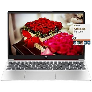 HP Flagship 15.6 HD Laptop Computer, Intel Quad-Core Pentium N200 (Beat i5-8250U), 8GB RAM, 128GB SSD, WiFi, Webcam, Fast Charge, HDMI, 1 Year Microsoft Office 365, Win 11, w/GM Accessory, Red